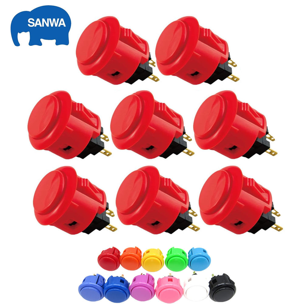 8-Pack Sanwa OBSF-24 Arcade Buttons for Fightsticks Arcade Cabinets ...