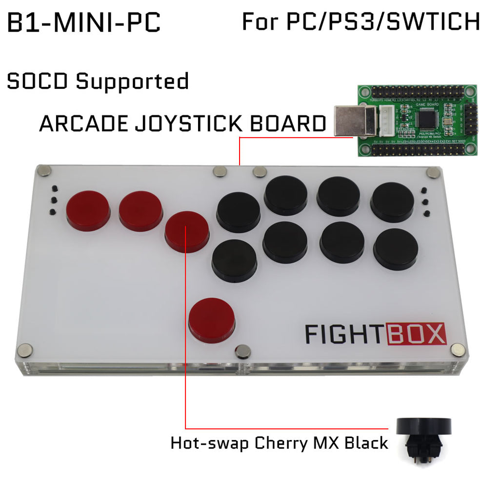 FightBox B1-MINI All Button Leverless Arcade Game Controller for PC/PS ...