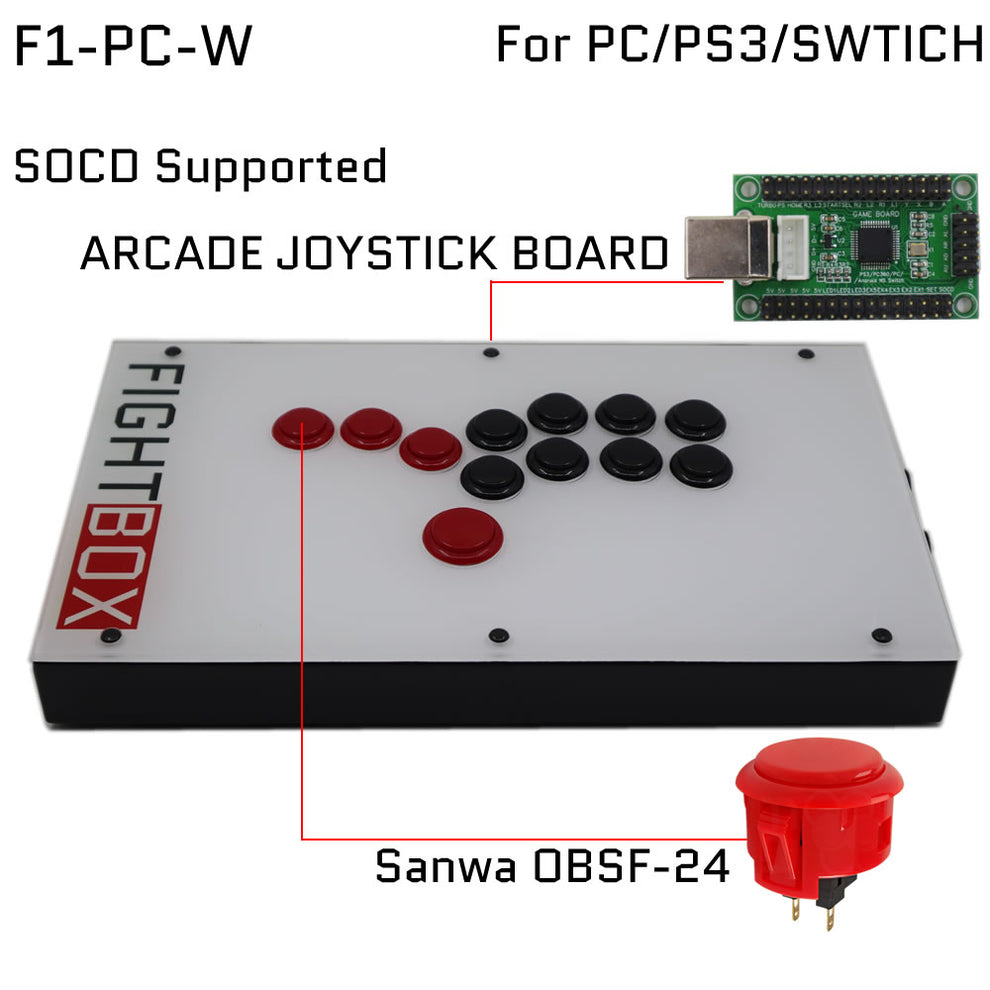 FightBox F1 All Button Leverless Arcade Game Controller for PC/PS/XBOX ...