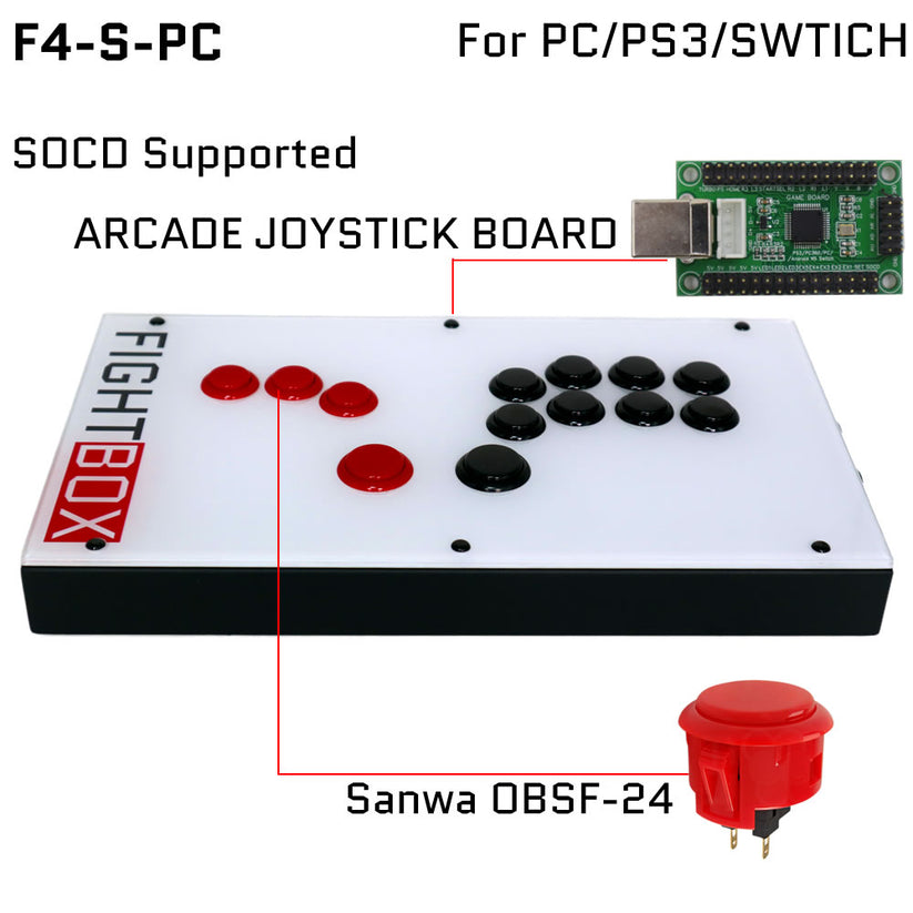 FightBox F4-S All Button Leverless Arcade Game Controller for PC/PS/XB ...