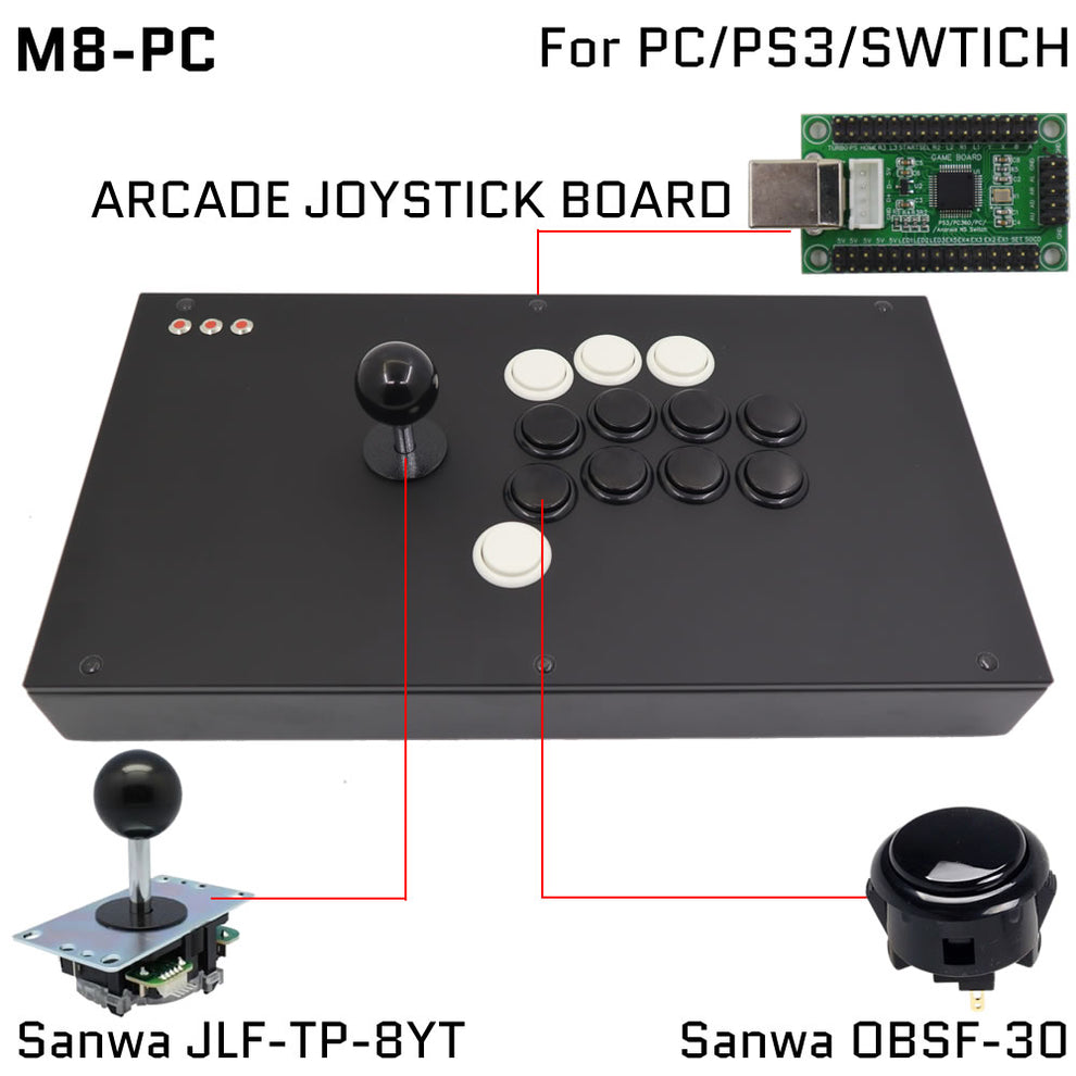 FightBox M8 Arcade Joystick Game Controller for PC/PS/XBOX/SWITCH ...
