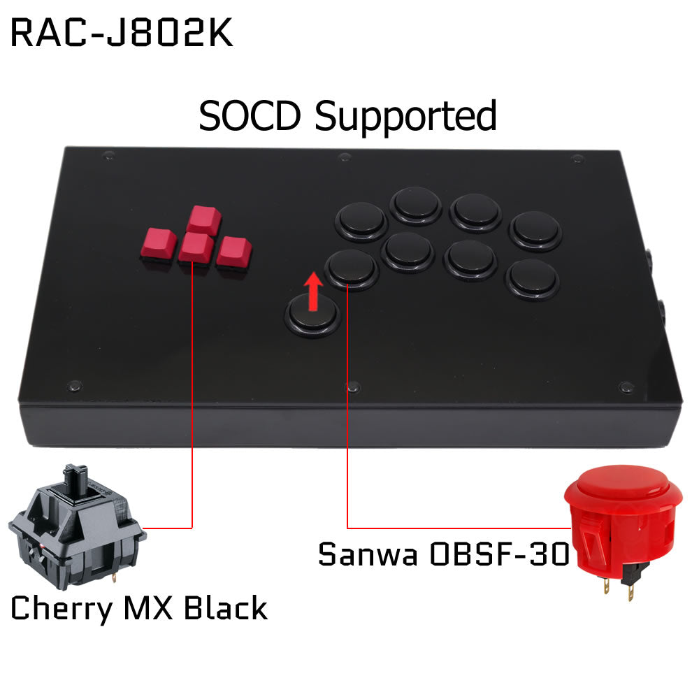 RAC-J802K Keyboard Button Leverless Arcade Game Controller for PC/PS ...